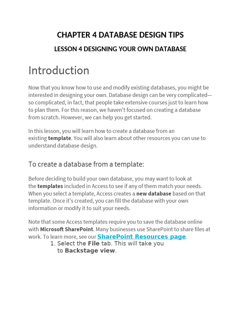 Database Design Tips and Resources | PDF | Databases | Share Point