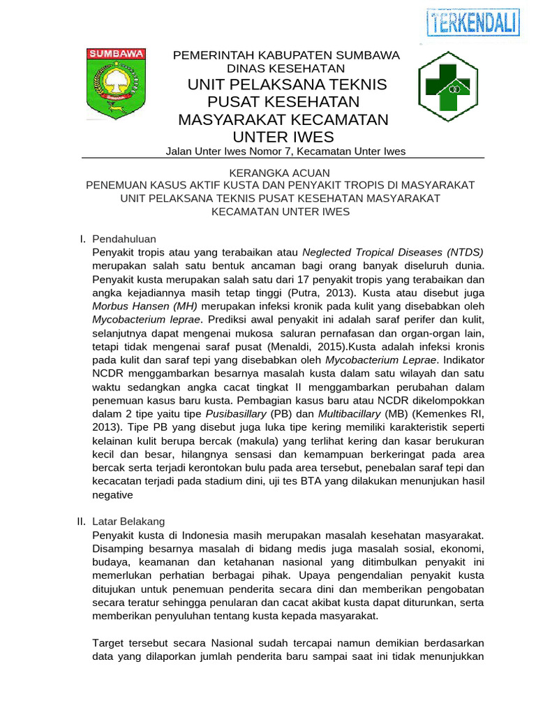 Kak Penemuan Kasus Aktif Kusta Dan Penyakit Tropis Di Masyarakat Fix | PDF