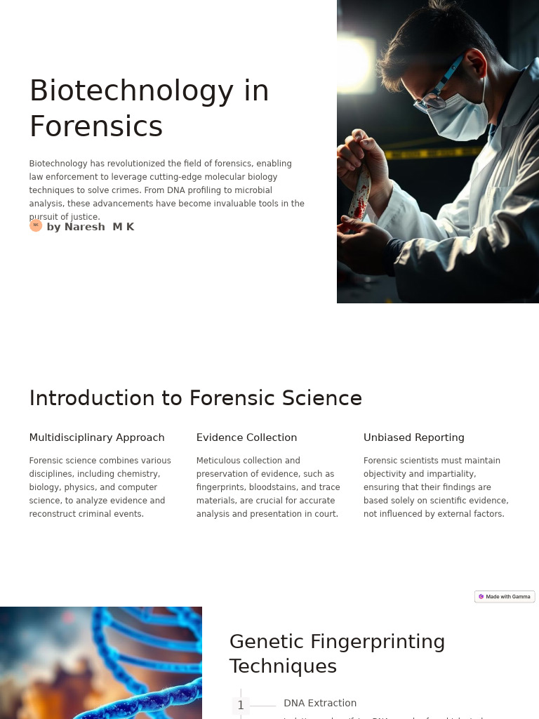 Biotechnology in Forensics | PDF | Forensic Science | Dna Profiling