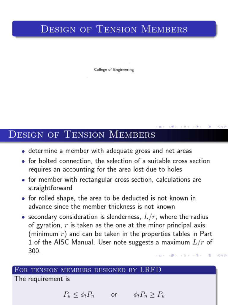 Lecture 4a (Design of Tension Members) | PDF | Truss | Mechanical ...