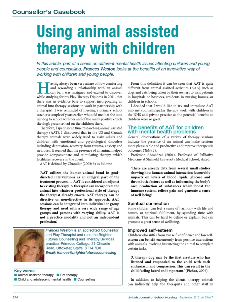 Using Animal Assisted Therapy With Children: Counsellor's Casebook ...