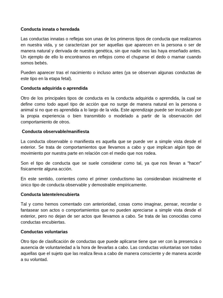 Conducta Innata o Heredad1 | PDF | Comportamiento | Aprendizaje