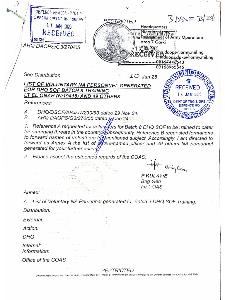 List of Voluntary Na Pers Gen For DHQ Sof Batch 8 | PDF