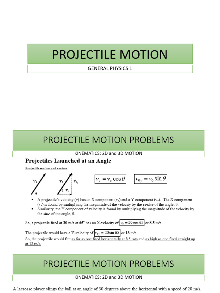 Projectile Motion Kinematics Guide | PDF