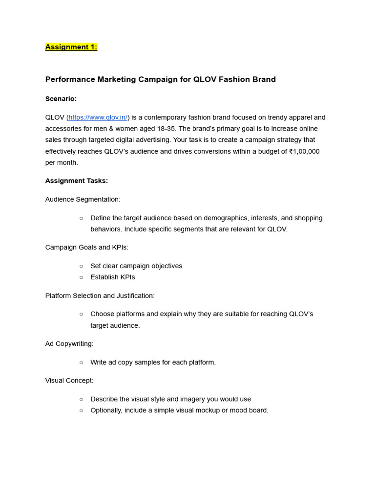 Performance Marketing Assignment | PDF | Copywriting | Target Audience