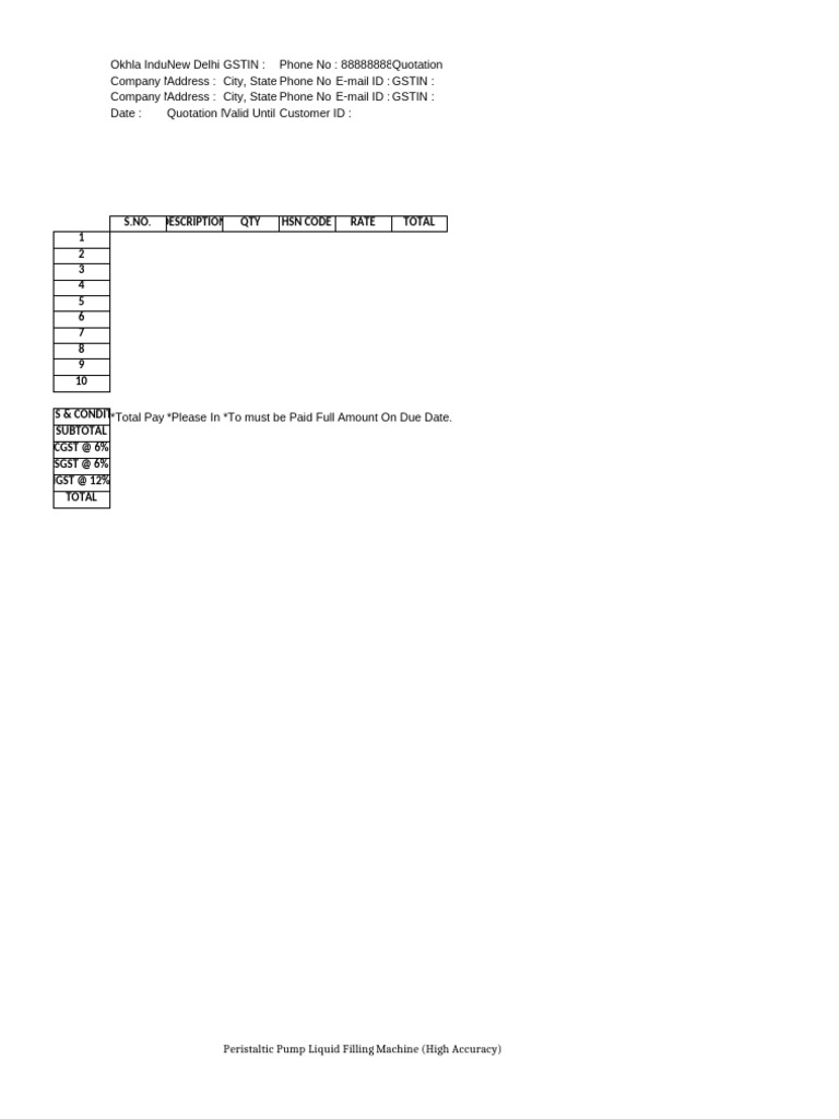 Quotation Sheet | PDF