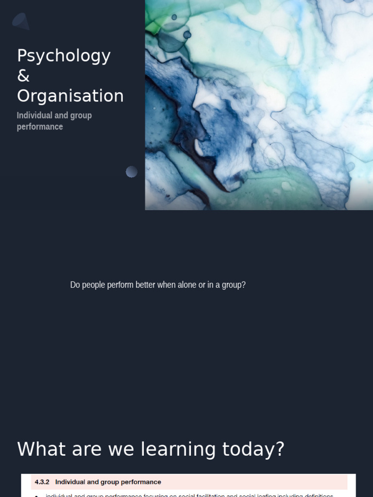 Psychology Organisation Individual and Group Performance (2) | PDF ...