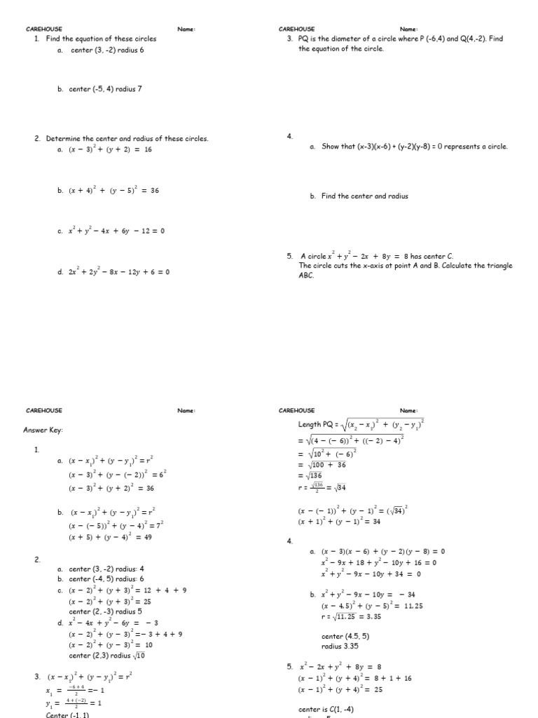 G9 - Add Math Equation Circle | PDF | Circle | Euclidean Plane Geometry