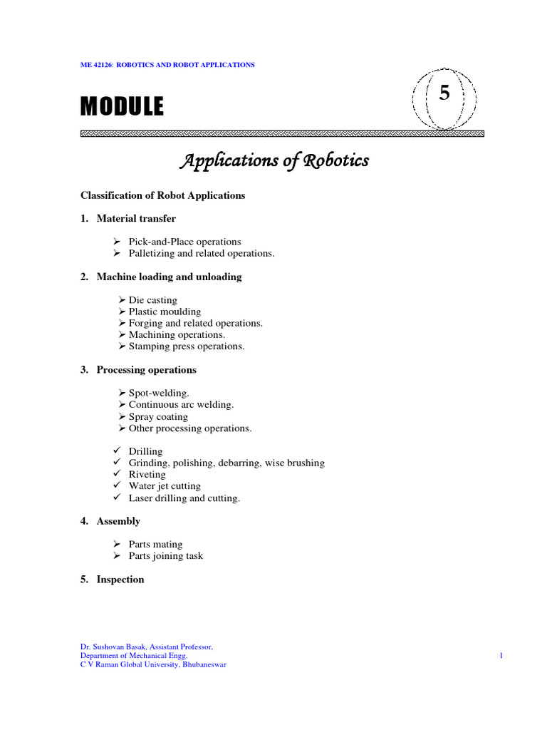 Robotics Note - Module V - SB | PDF | Welding | Construction