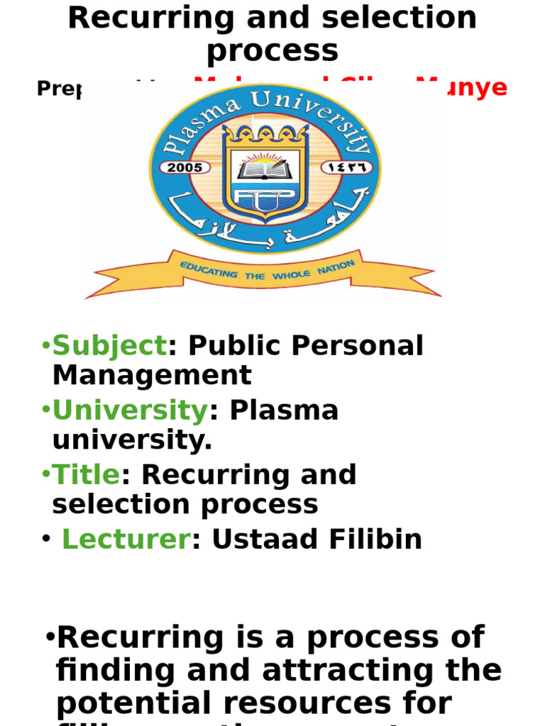 Recurring & Selection Process | PDF | Recruitment | Applied Psychology