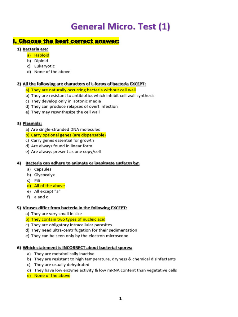 Bacterial and Viral Characteristics Quiz | PDF | Bacteria | Bacteriophage