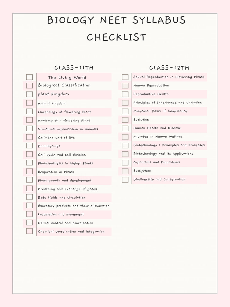 Pink and Cream Simple Two-Column Daily Checklist PDF | PDF | Chemistry ...