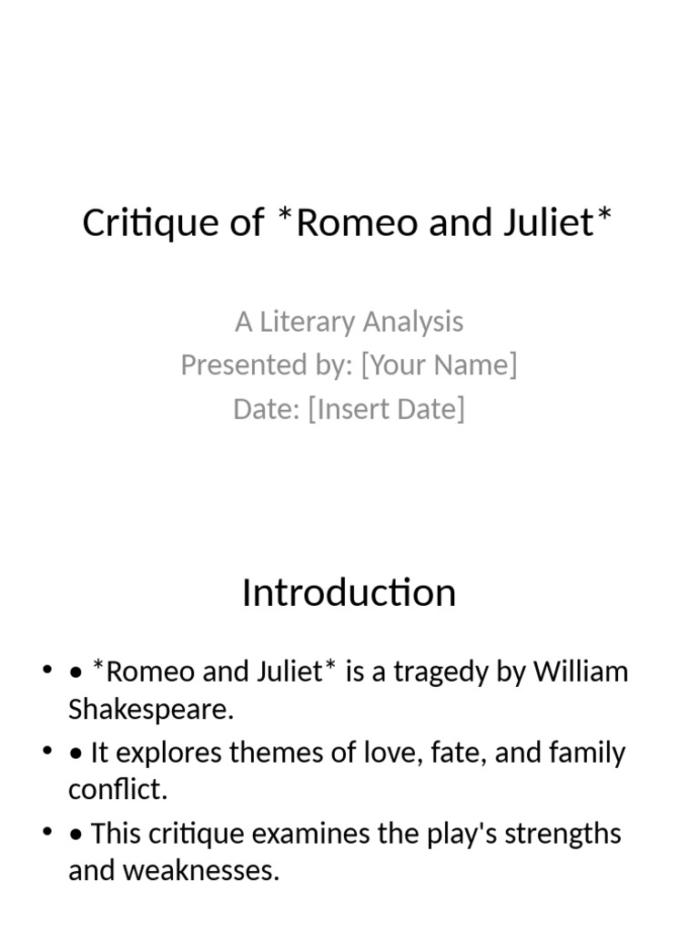 Romeo and Juliet Critique | PDF