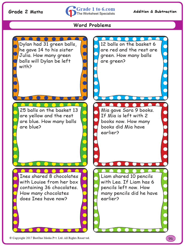 Real Life Word Problems in Subtraction | PDF
