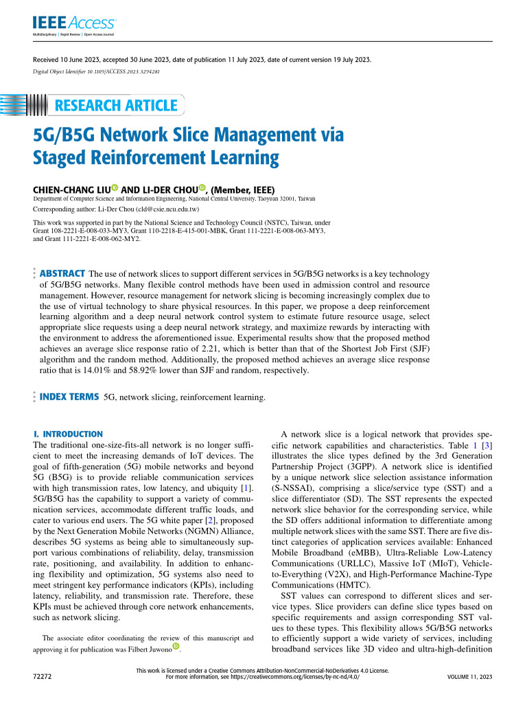 5G-B5G Network Slice Management Via Staged Reinforcement Learning | PDF | Deep Learning