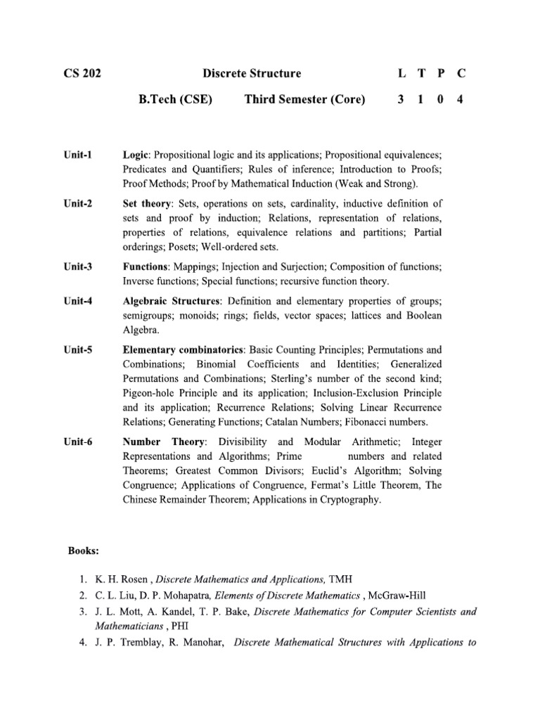 Discrete Structure Syllabus | PDF
