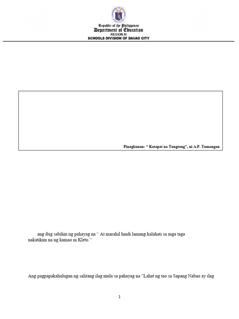 Enhancement Pagsasanay Sa Pagbasa | PDF