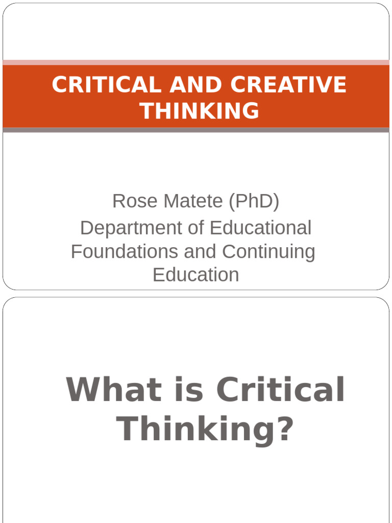 Understanding Critical and Creative Thinking | PDF | Critical Thinking ...