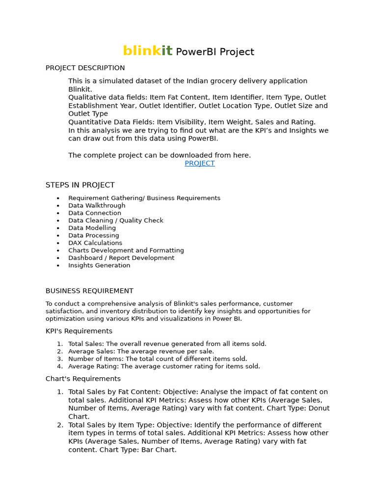 Blinkit Powerbi Project | PDF | Performance Indicator | Data