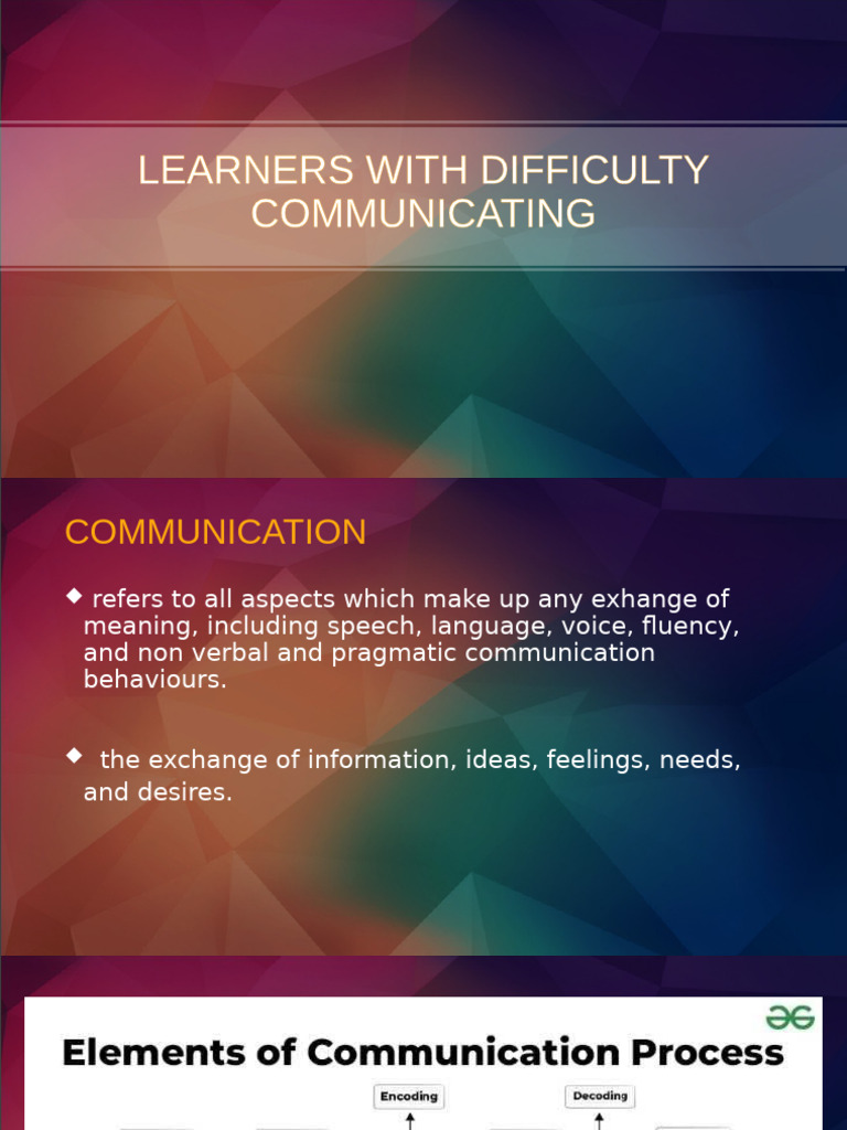 Learners With Difficulty Communicating | PDF | Speech | Autism