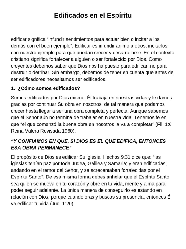 Dios Nos Llama A Ser Edificadores | PDF | Amor | espíritu Santo