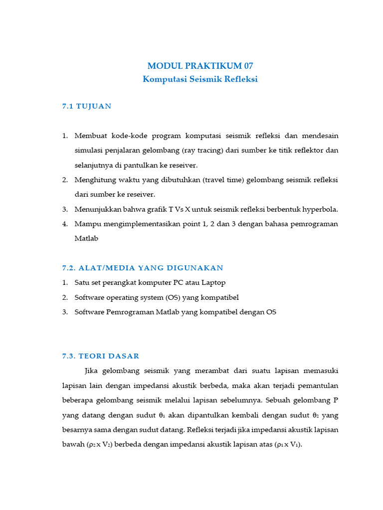 Modul 07 Komputasi Seismik Refleksi | PDF