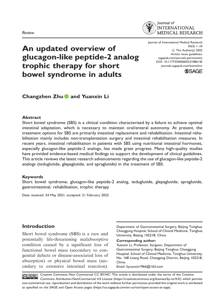 Short Bowel Glucagon Analogue | PDF | Gastrointestinal Tract | Physical ...