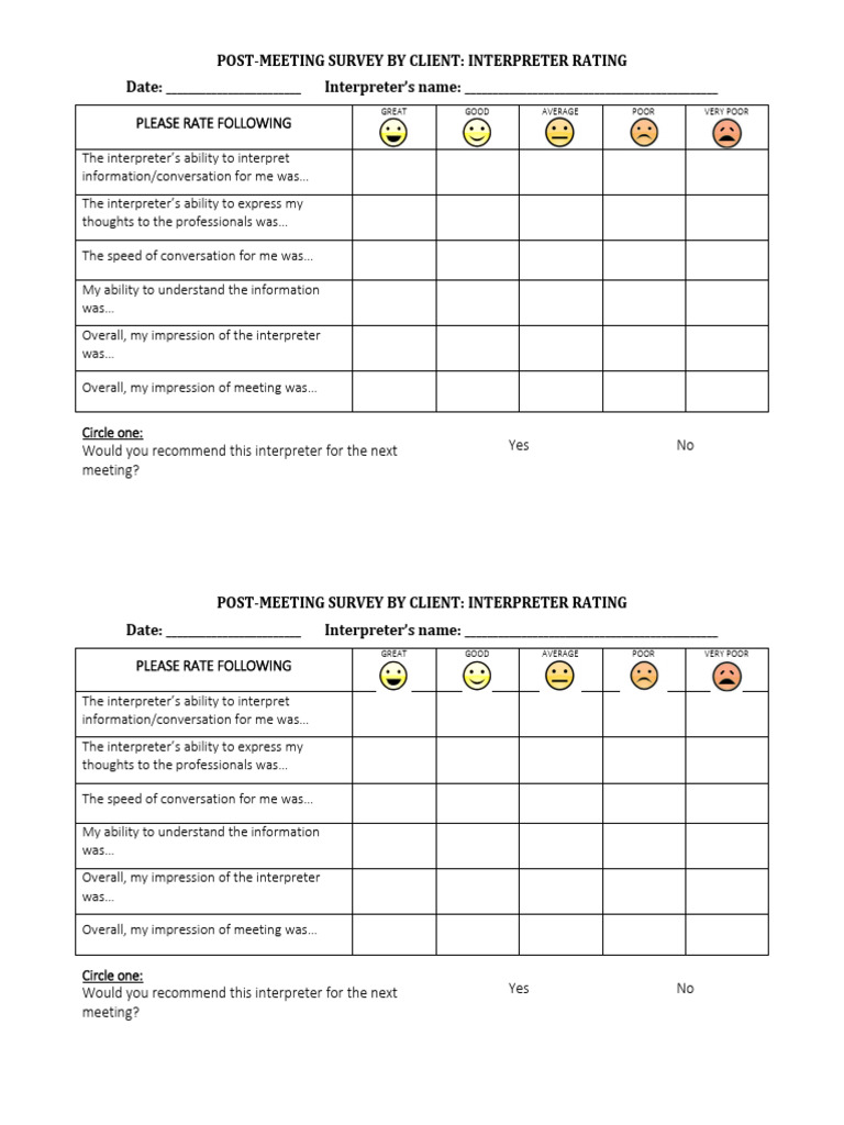 Interpreter Evaluation Forms | PDF