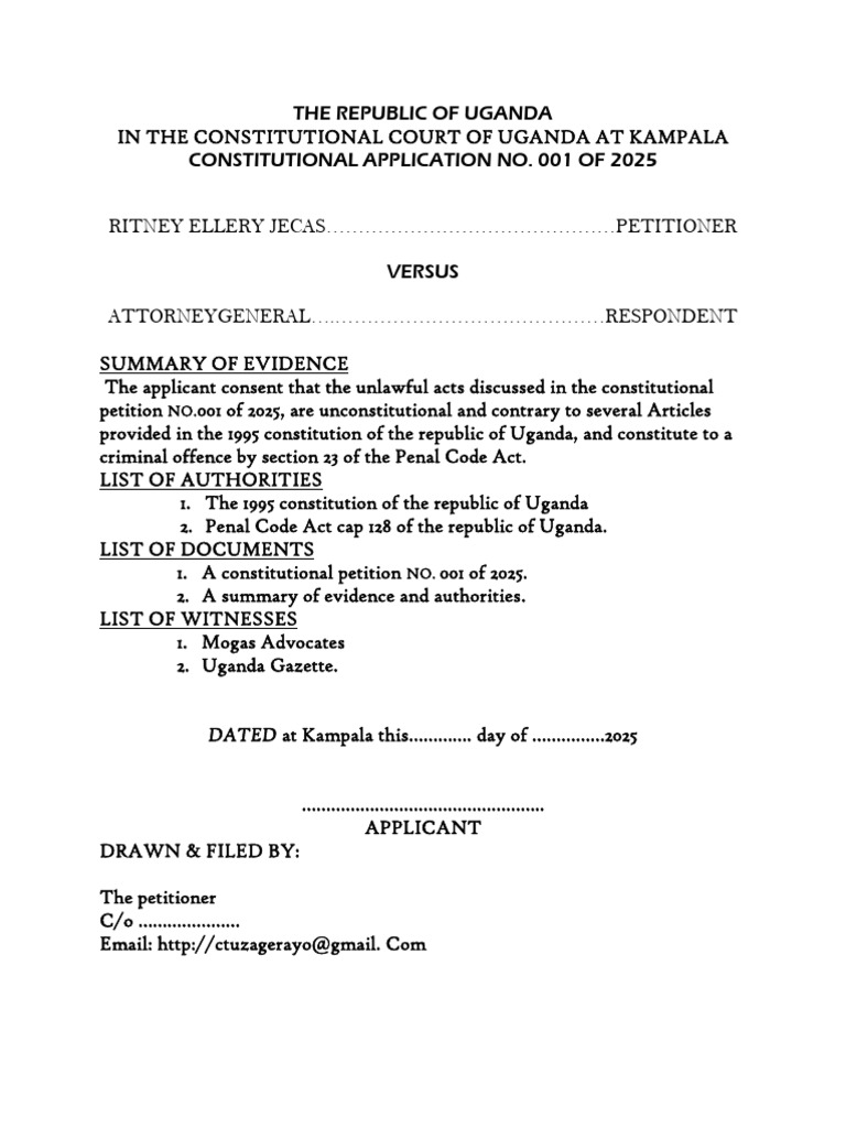 Uganda Constitutional Court Case Summary | PDF