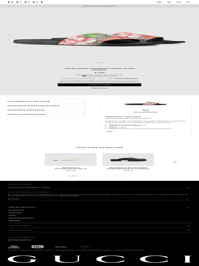 GG Blooms Floral Slide Sandal - $450 | PDF