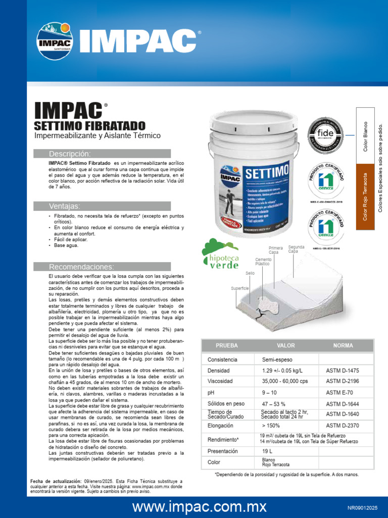 Impac Settimo Fibratado | PDF | Agua | Hormigón