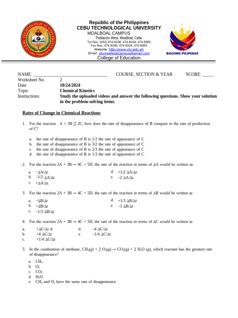 Kinetics Practice Problems | PDF | Reaction Rate | Activation Energy