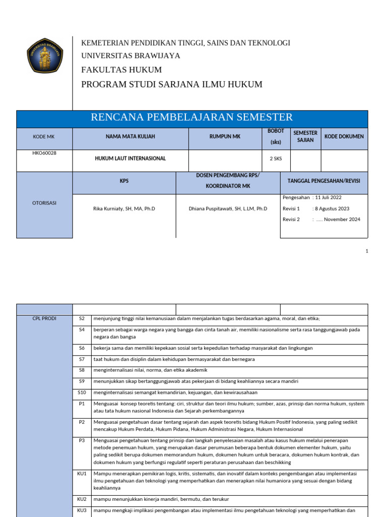 HI 2024 RPS - Hukum Laut Internasional | PDF