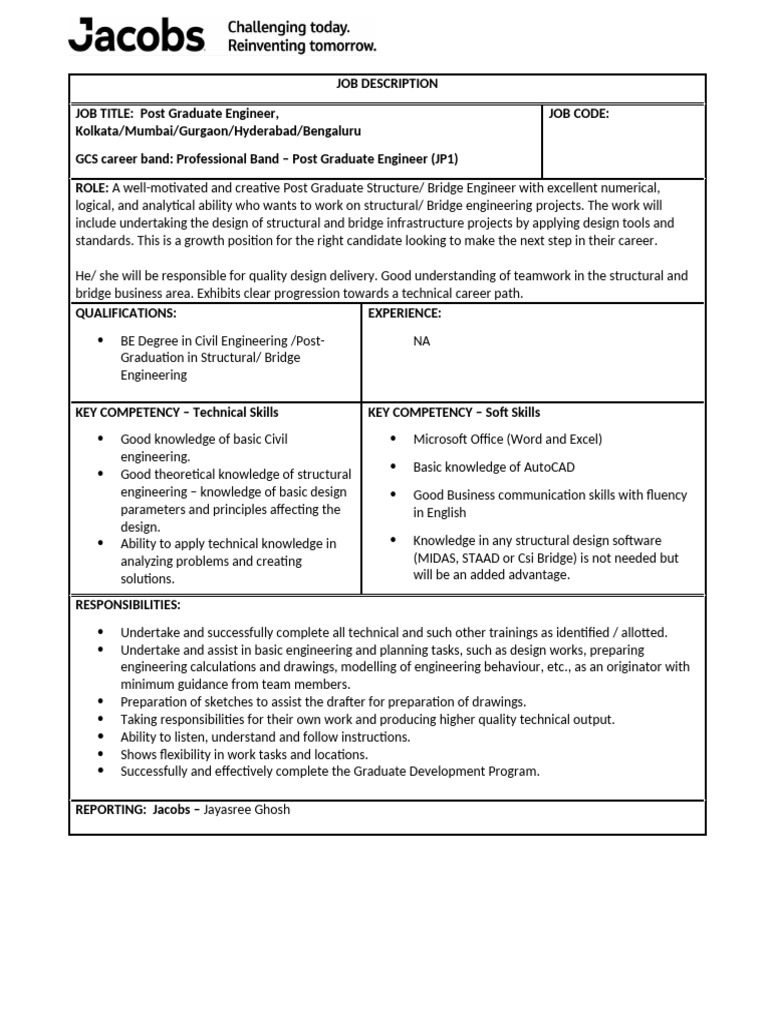 JD-Bridges-PGE and Intern | PDF | Engineering