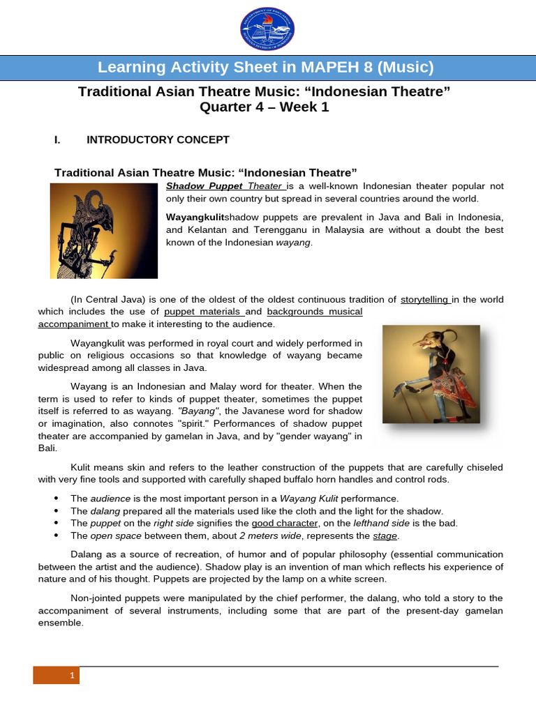 q4 g8 Mapeh Music w1 Las Maam Myls | PDF | Puppets | Musicology