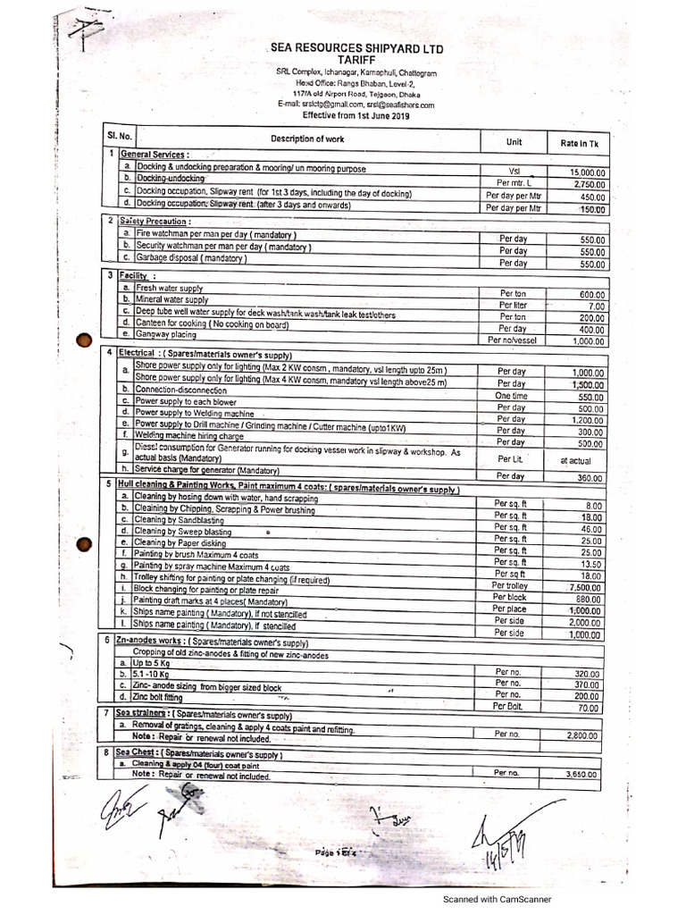 SRSL Standard Tariff | PDF