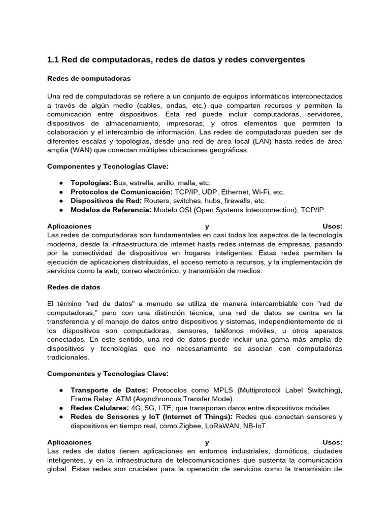 Redes: Computadoras, Datos y Convergencia | PDF | Red de computadoras ...