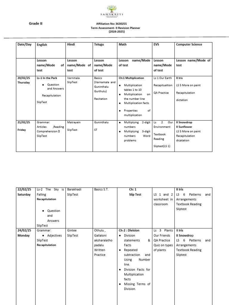 Grade II Term Assessment II Planner | PDF | Linguistic Typology | Syntax