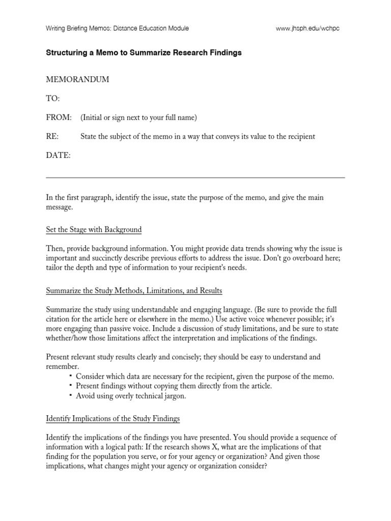 Module 3B Structuring A Briefing Memo Template | PDF | Memorandum | Communication