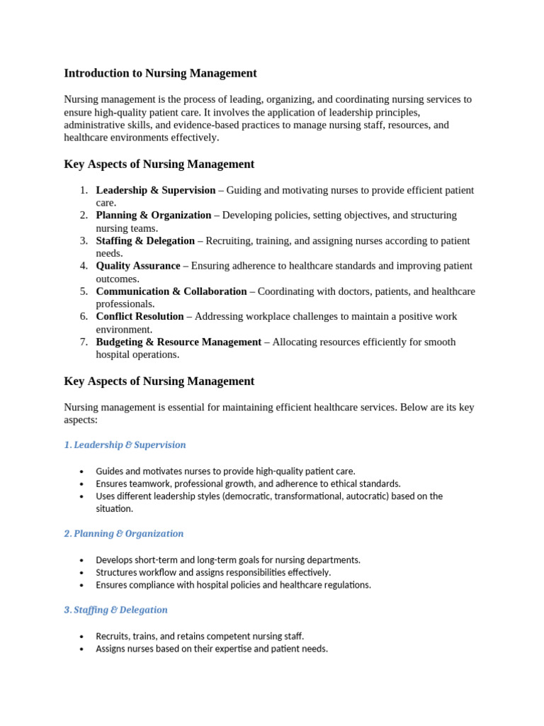 Essentials of Nursing Management | PDF | Nursing | Patient Safety