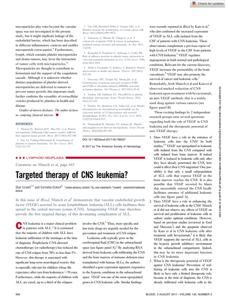 Blood - Targeted Therapy of CNS Leukemia (2017) | PDF | Vascular ...