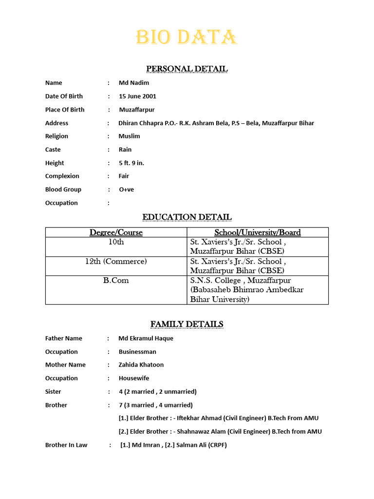 PERSONAL DETAIL | PDF