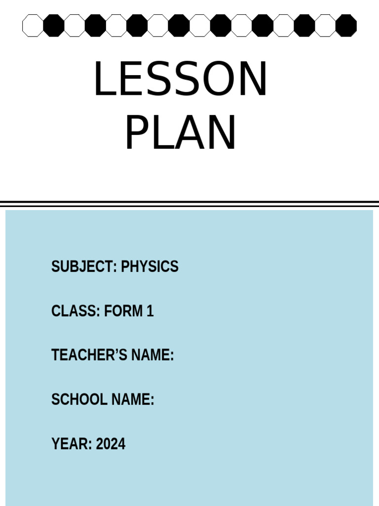 Physics Leson F1 | PDF | Physics | Lesson Plan