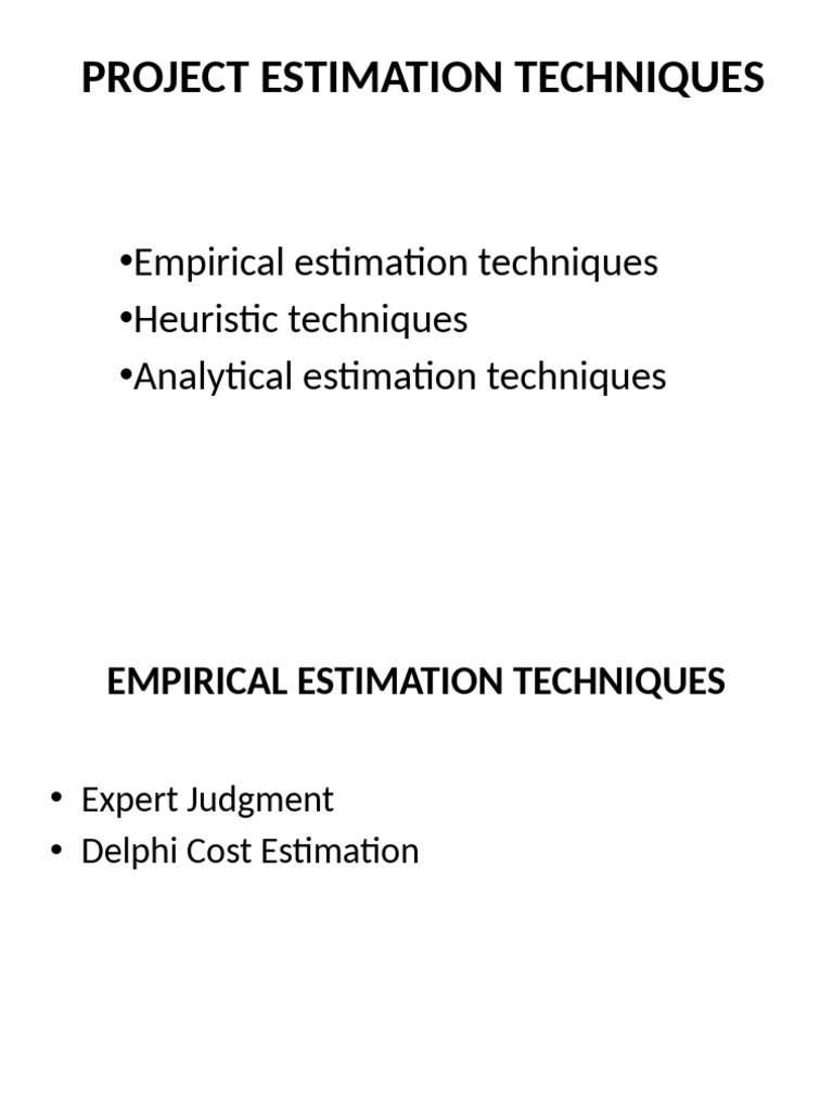 Project Estimation Techniques Guide | PDF | Expert | Computing