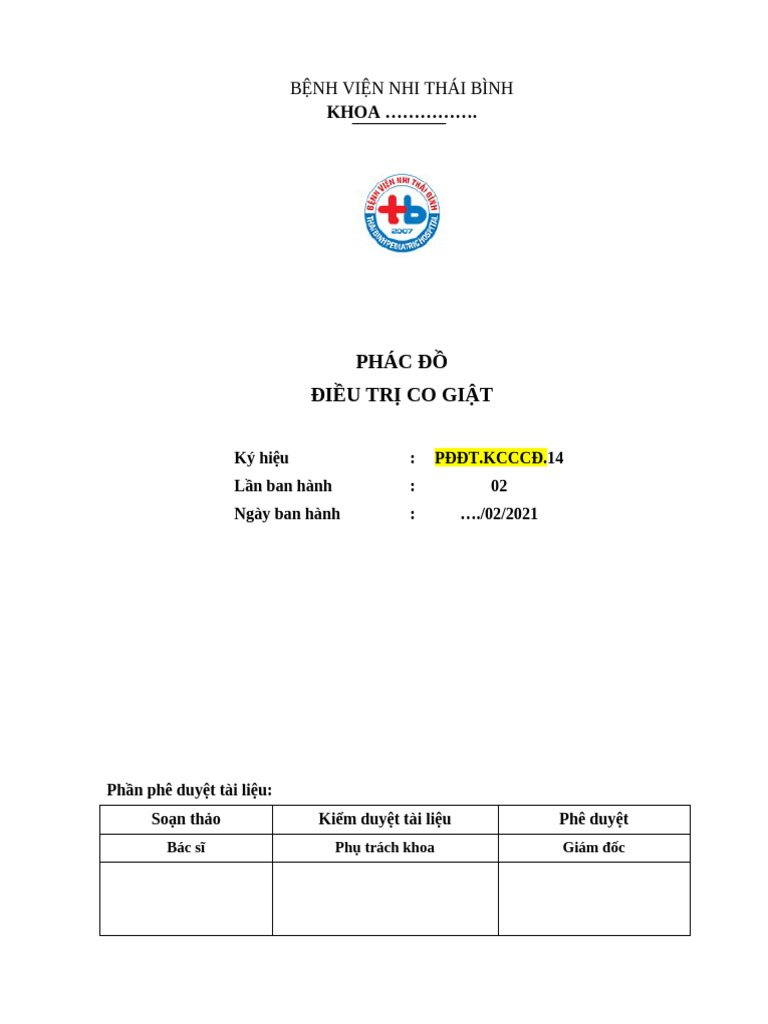 Phác đồ điều trị co giật 2021 | PDF
