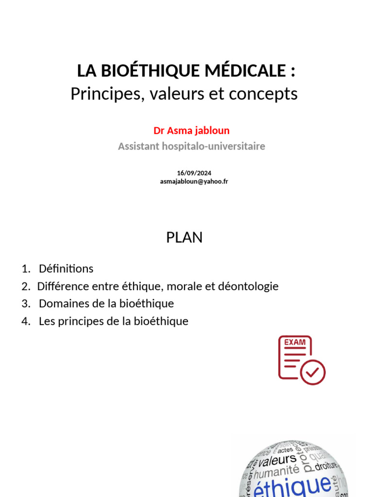 La Bioéthique Médicale 1 | PDF | Bioéthique | Moralité
