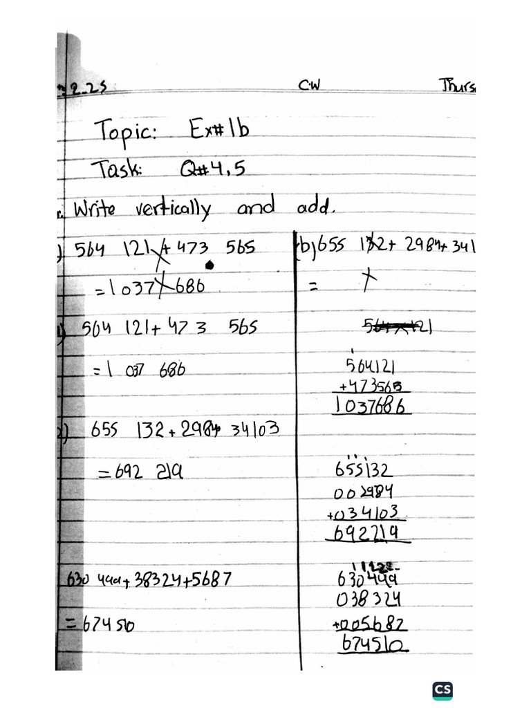 Math C.W Thursday 27feb, 2025 | PDF