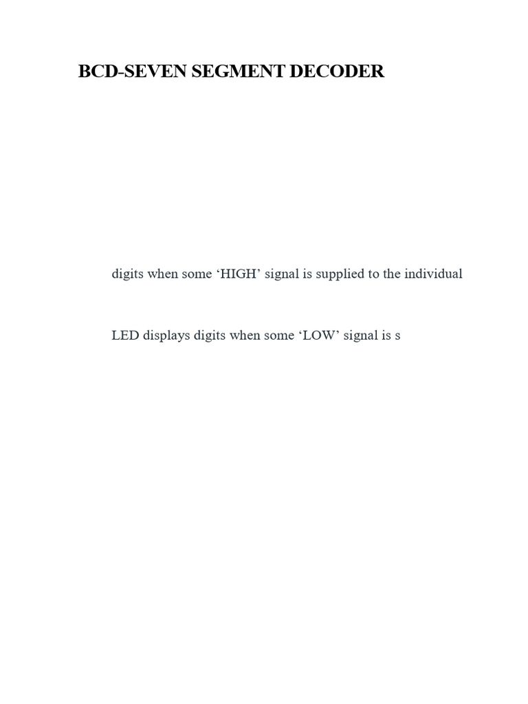 BCD Seven Segment Decoder | PDF | Binary Coded Decimal | Cathode