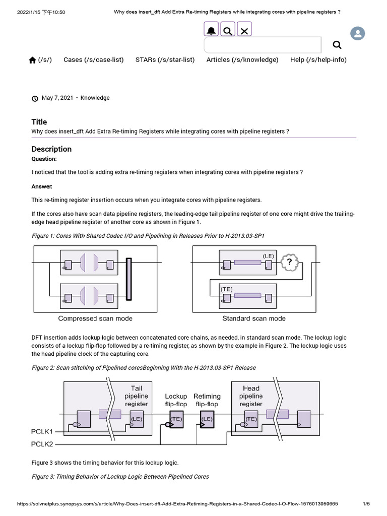 Why does insert_dft Add Extra Re-timing Registers while integrating cores with pipeline ...