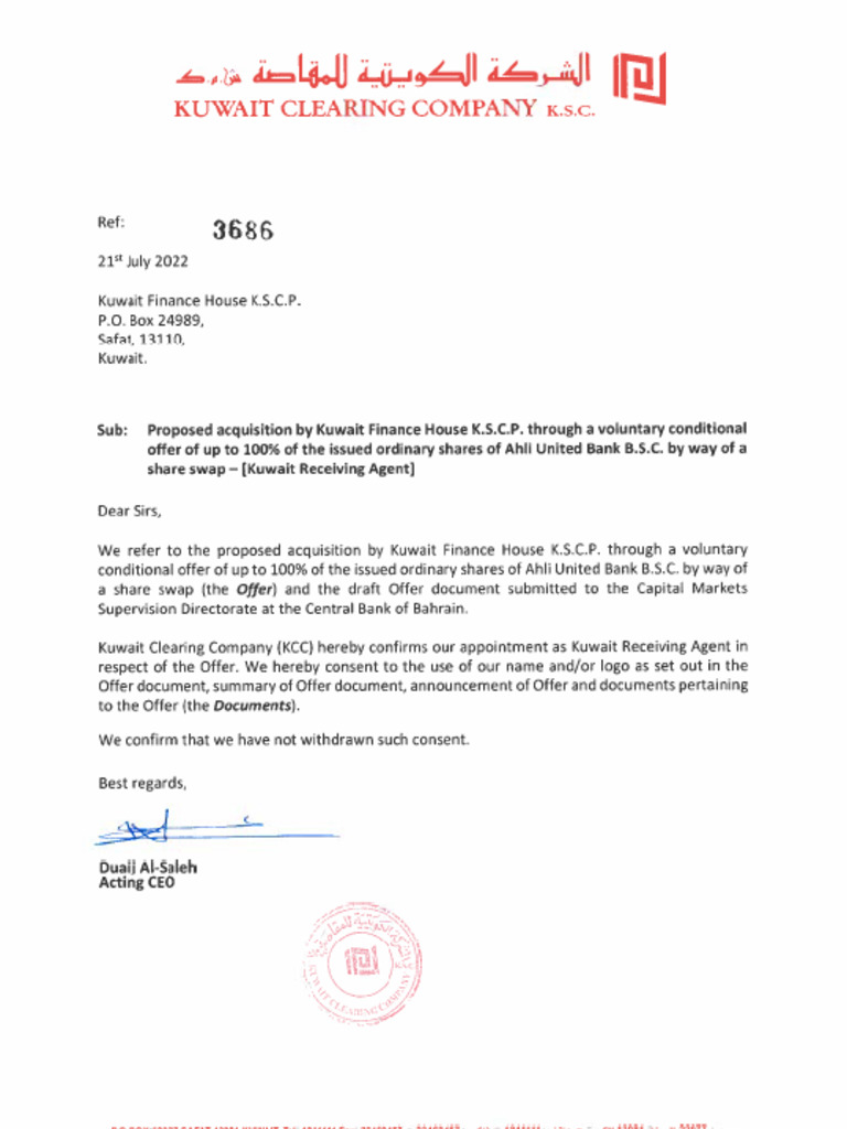 KCC Consent Letter | PDF